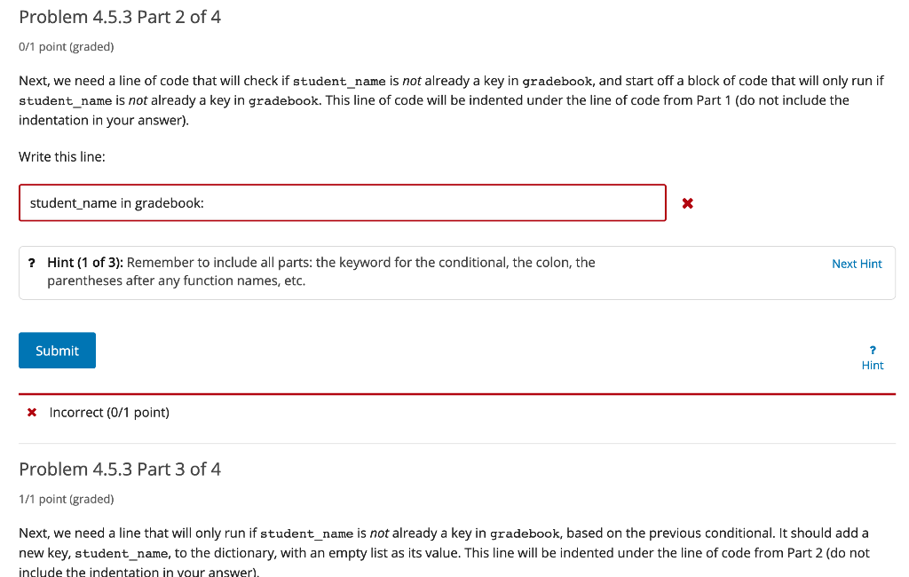 Solved Problem 4.5.3 Part 1 of 4 1/1 point (graded) Let's | Chegg.com