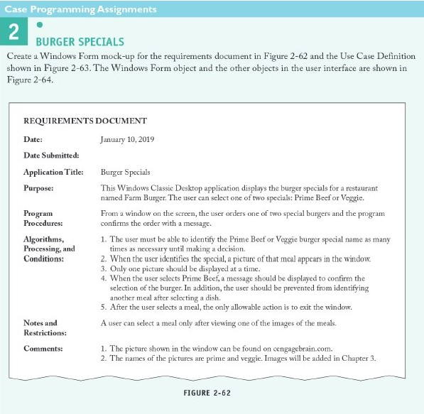 Solved Case Programming Assignments 2 BURGER SPECIALS Create | Chegg.com