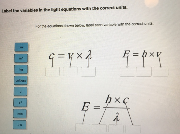 Solved Label the variables in the light equations with the | Chegg.com