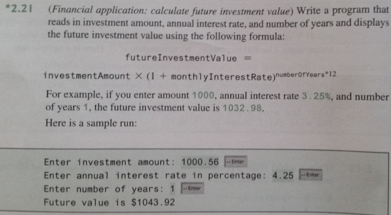 Solved *2.21 (Financial application: calculate future | Chegg.com