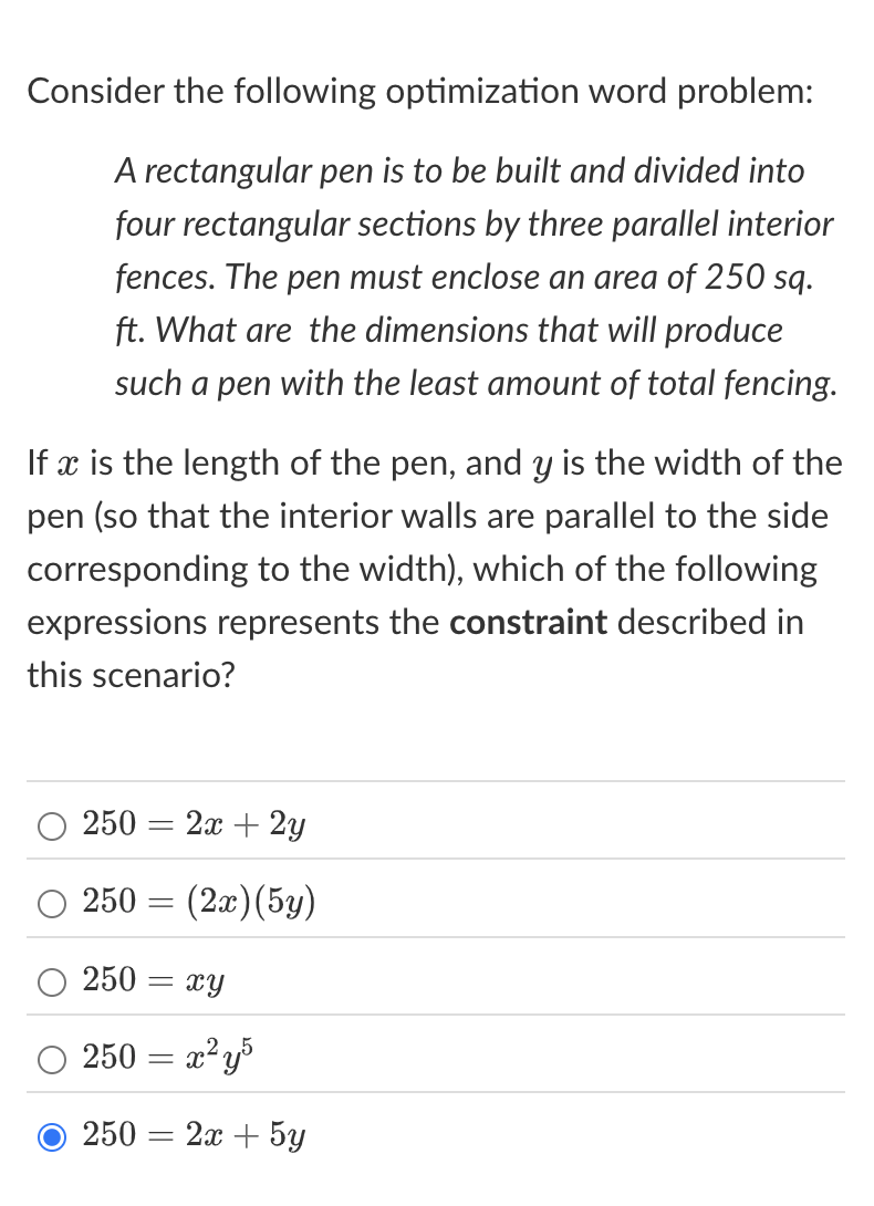 Solved Consider the following optimization word problem:A | Chegg.com