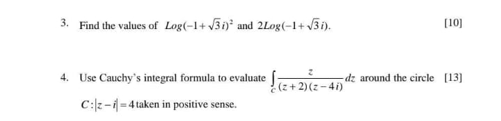 Solved 3. Find the values of log(−1+3i)2 and 2log(−1+3i). | Chegg.com