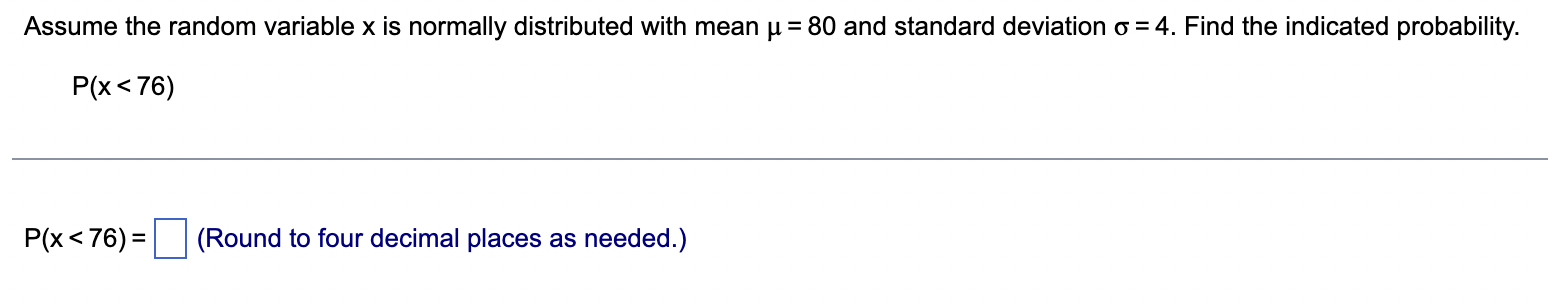 Solved Assume the random variable x is normally distributed | Chegg.com