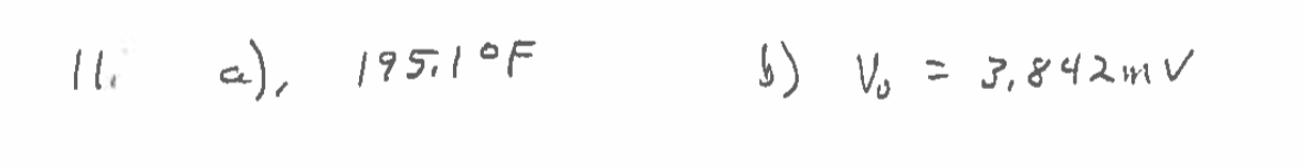 Solved 11. a. The output of a Type T (Copper vs. Copper | Chegg.com