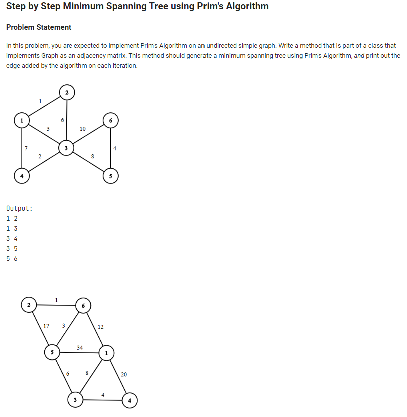 Solved Step by Step Minimum Spanning Tree using Prim's | Chegg.com