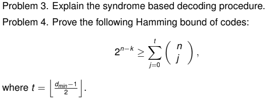 Solved Problem 3 Explain The Syndrome Based Decoding 0127