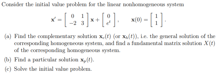 Solved Consider the initial value problem for the linear | Chegg.com