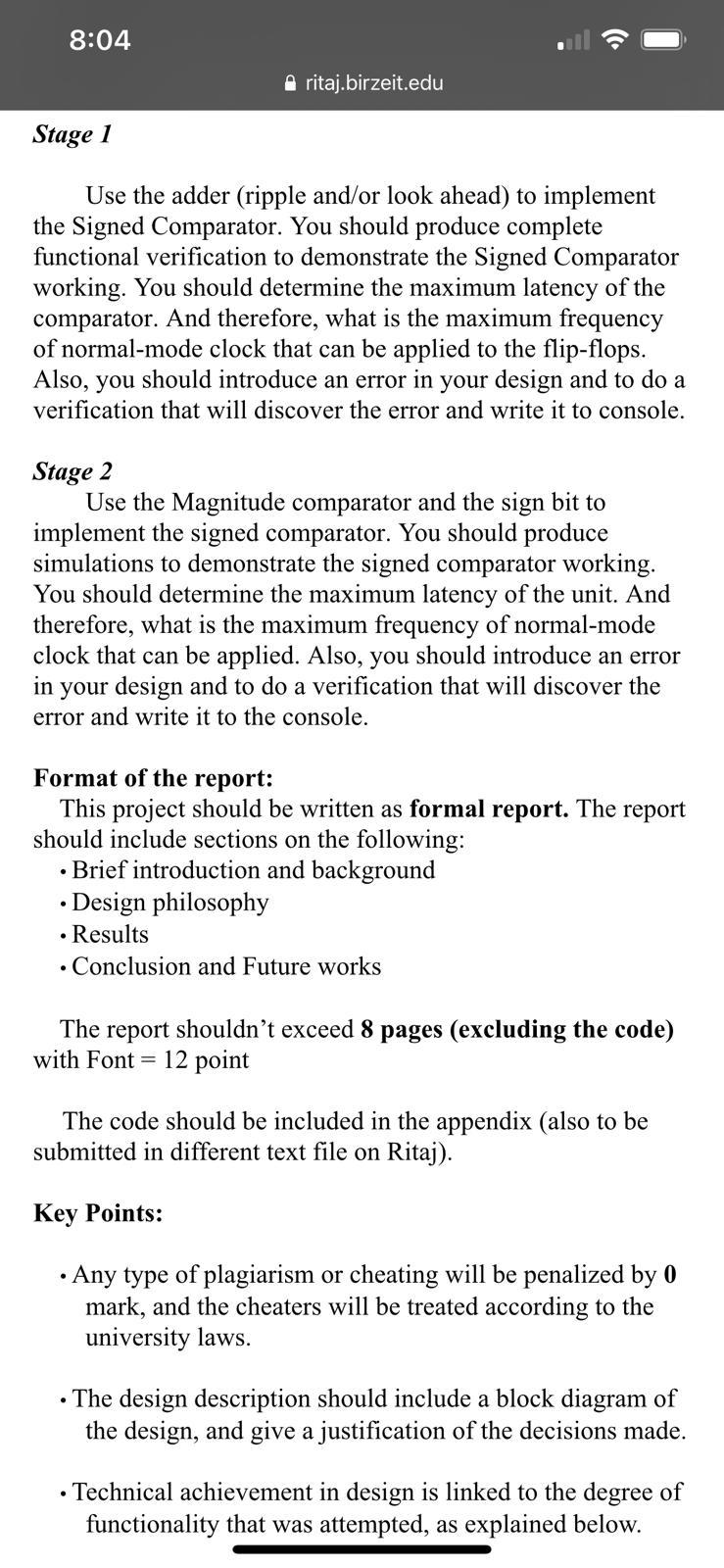 Solved The task is to design an 8-bit Comparator for signed | Chegg.com