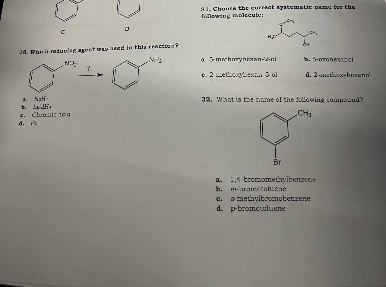 Solved 31. Choose the correct systematic name for the | Chegg.com
