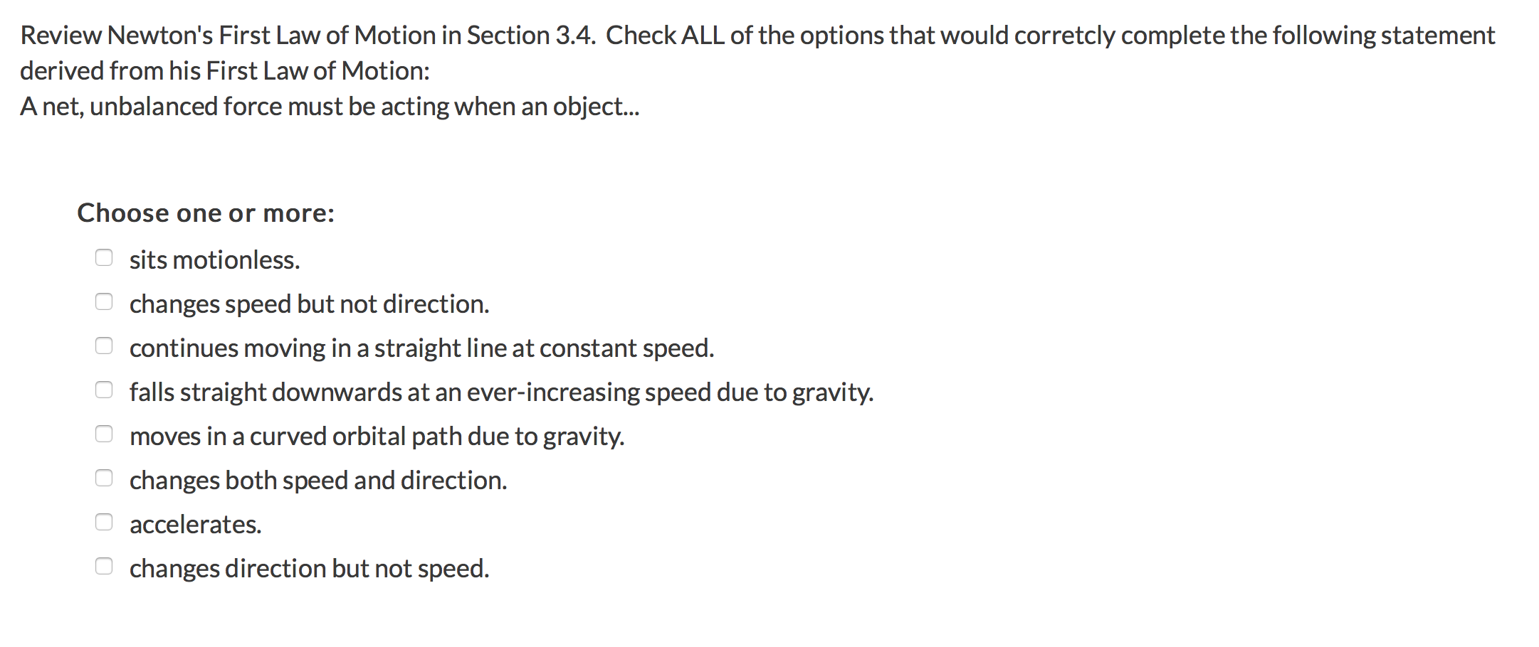 Solved Review Newton's First Law of Motion in Section 3.4. | Chegg.com
