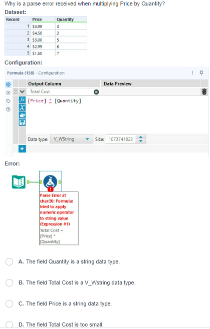 Solved Why is a parse error received when multiplying Price | Chegg.com