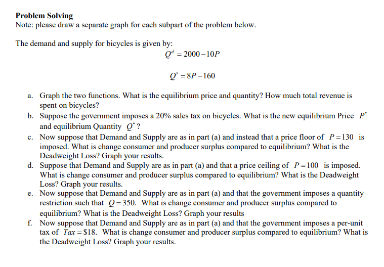 Problem Solving Note: please draw a separate graph | Chegg.com