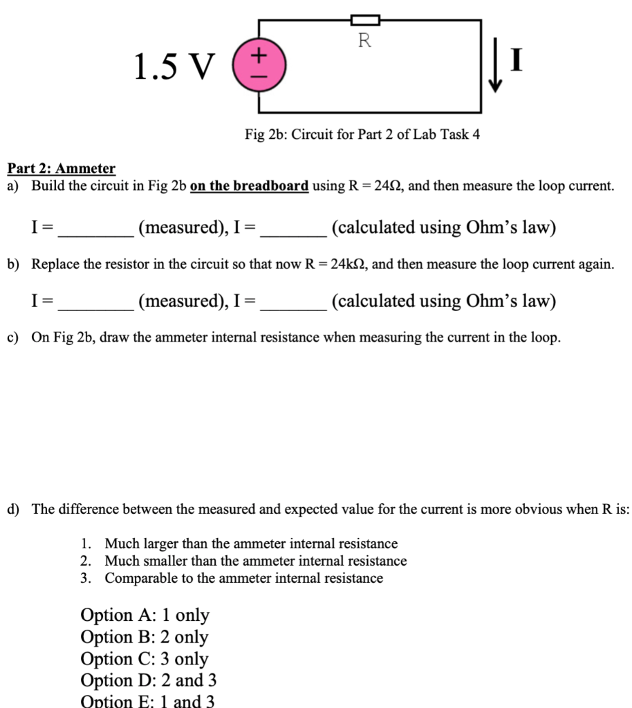 Solved Fig 2a: Circuit for Part 1 of Lab Task 4 Part 1: | Chegg.com