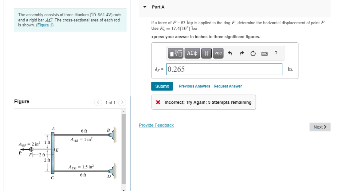 Solved The assembly consists of three titanium (Ti-6A1-4V) | Chegg.com