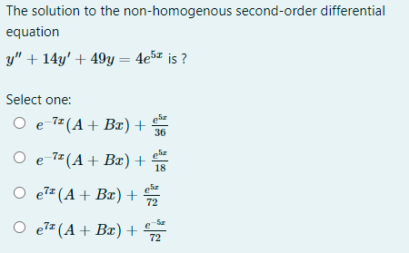 Solved The solution to the non-homogenous second-order | Chegg.com