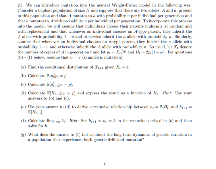 2.) We can introduce mutation into the neutral | Chegg.com