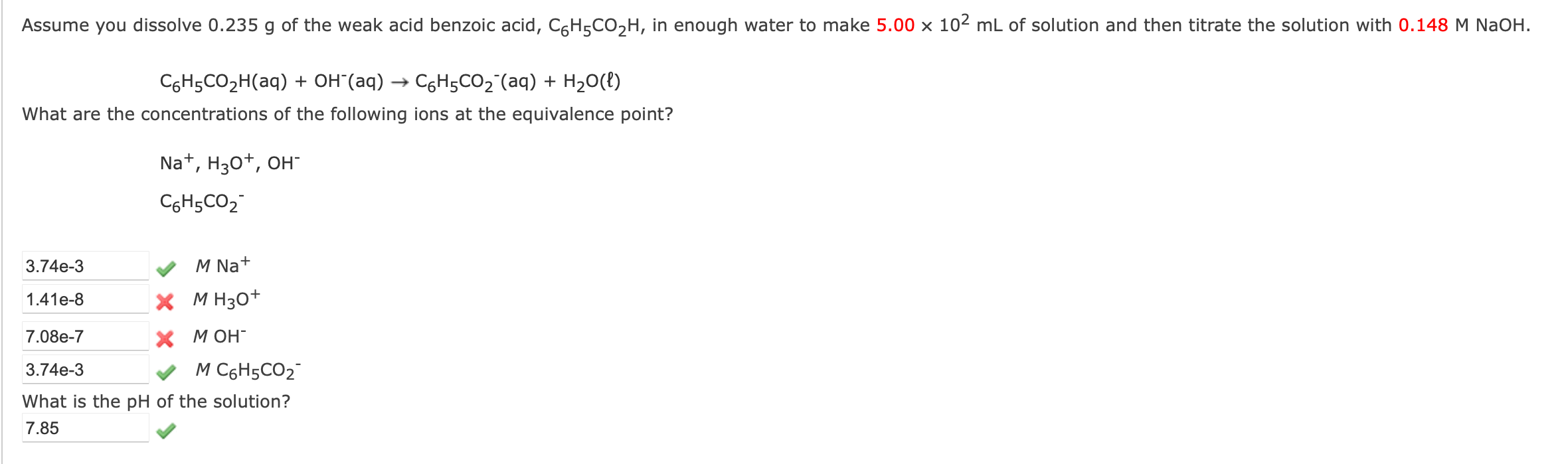 Solved Assume you dissolve 0.235 g of the weak acid benzoic | Chegg.com