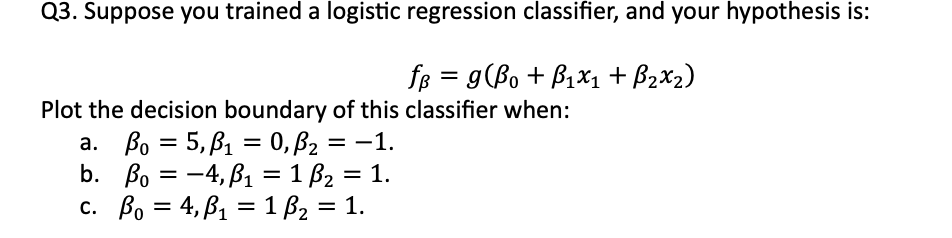 Solved Q3. Suppose you trained a logistic regression | Chegg.com