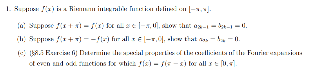 Solved 1. Suppose f(x) is a Riemann integrable function | Chegg.com