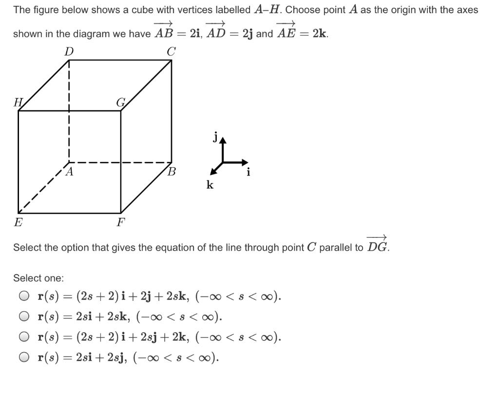 Solved The figure below shows a cube with vertices labelled | Chegg.com