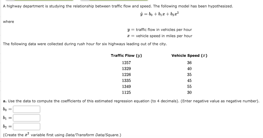 Solved A highway department is studying the relationship | Chegg.com