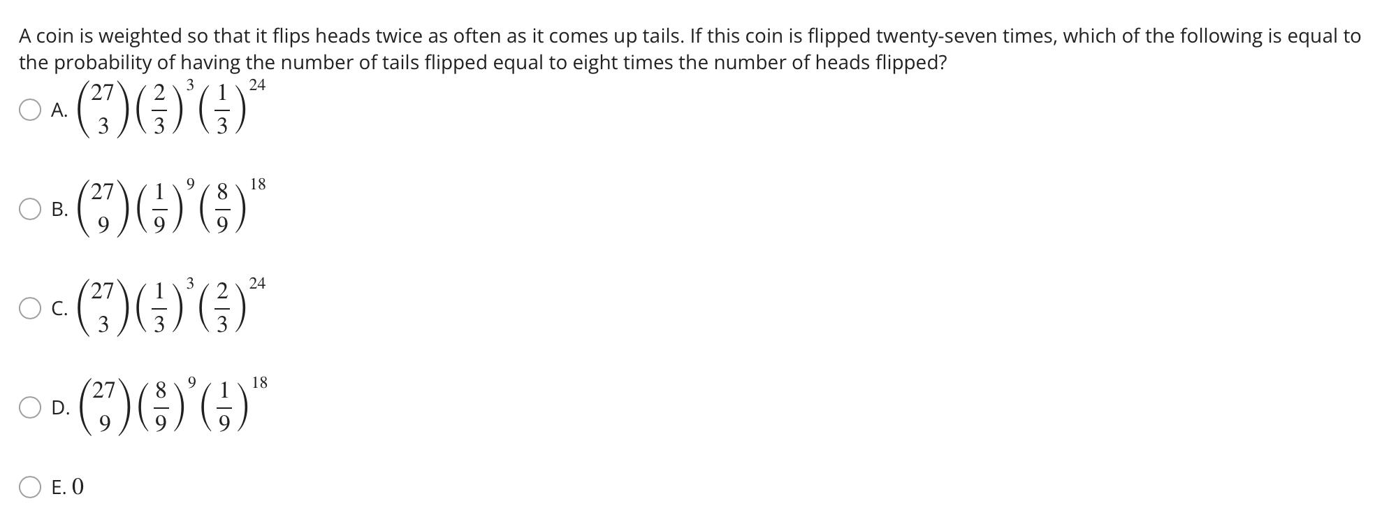 Solved A coin is weighted so that it flips heads twice as | Chegg.com