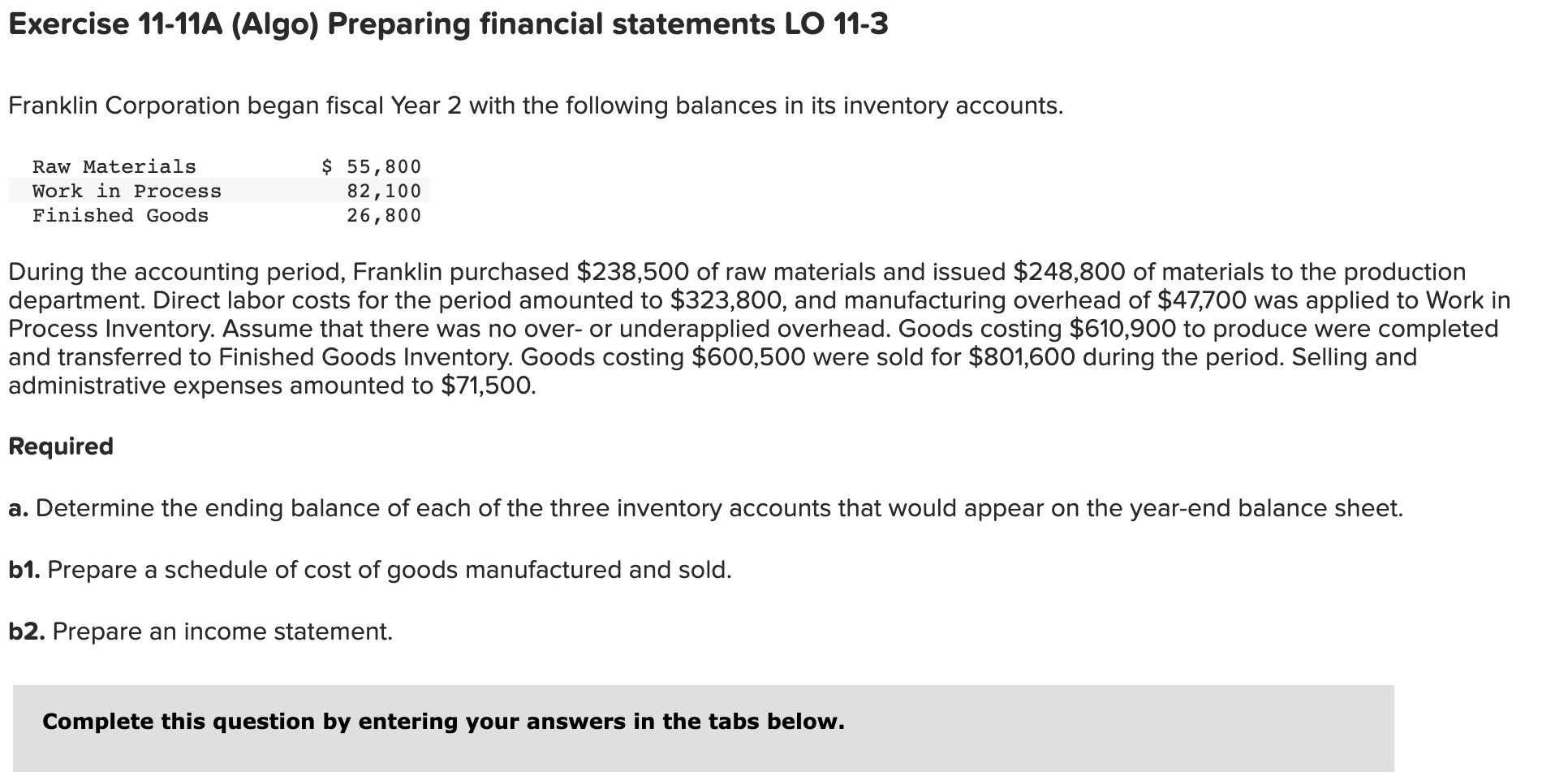 Solved Exercise 11-11A (Algo) Preparing financial statements | Chegg.com