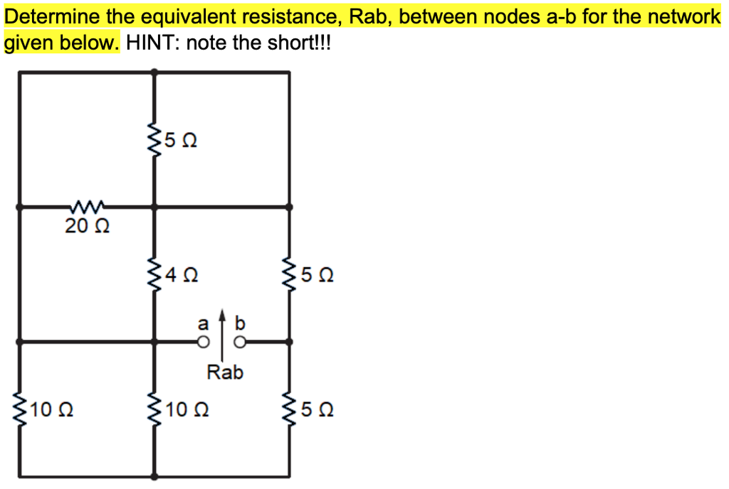 Solved Determine the equivalent resistance, Rab, between | Chegg.com