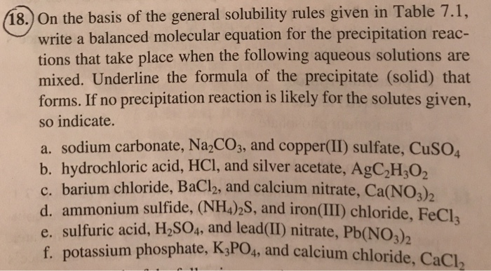 Solved 10, Using the general solubility rules given in | Chegg.com