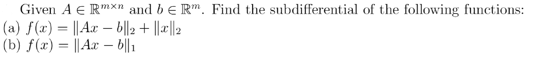 Solved Given A ERmxn and b ERM. Find the subdifferential of | Chegg.com