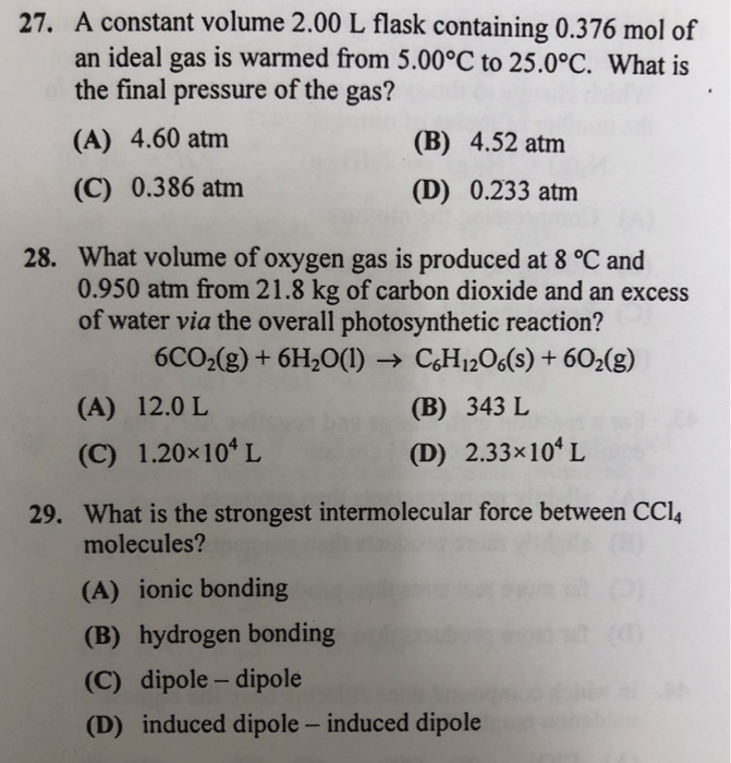 Solved A constant volume 2.00 L flask containing 0.376 mol | Chegg.com