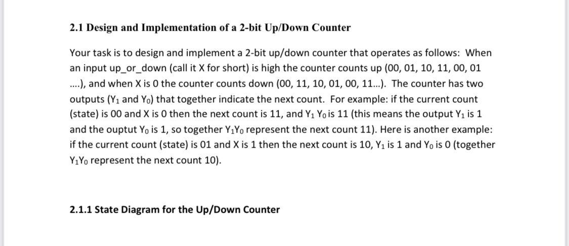 Solved 2.1 Design and Implementation of a 2-bit Up/Down | Chegg.com