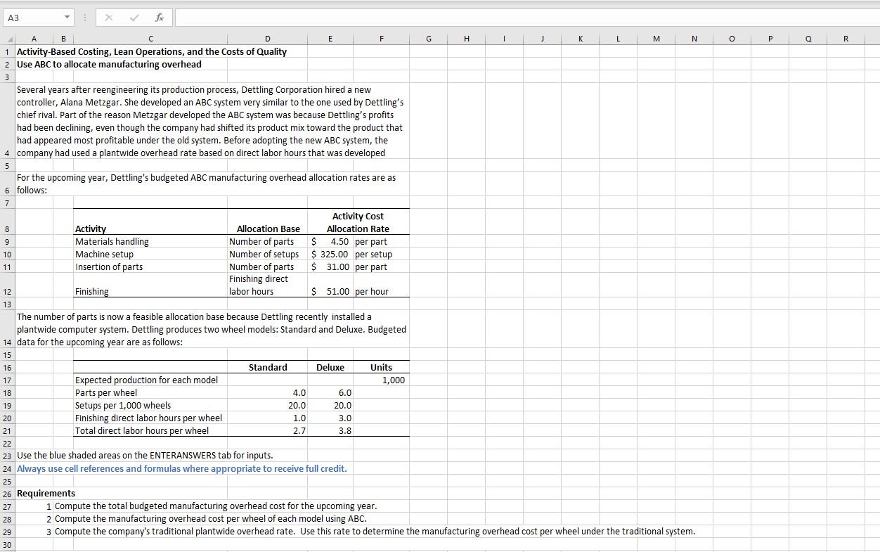 Solved A1 ×fx 1. Compute the total budgeted manufacturing | Chegg.com
