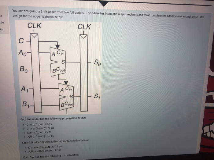 Solved You are designing a 2-bit adder from two full adders. | Chegg.com