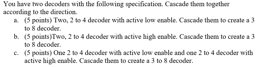 Solved You have two decoders with the following | Chegg.com