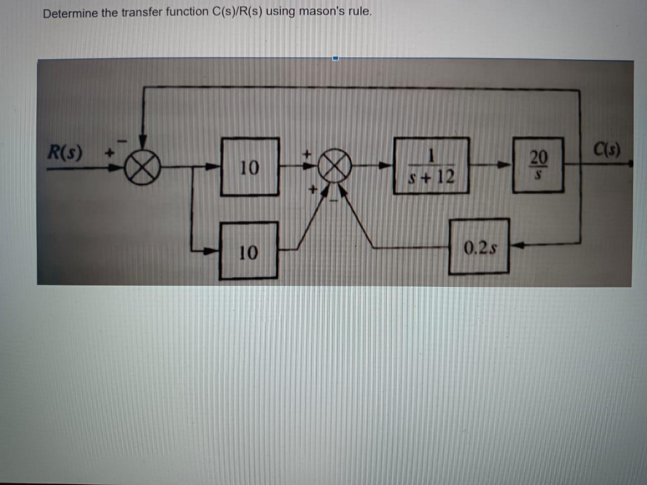 Solved Determine the transfer function C(s)/R(s) using | Chegg.com