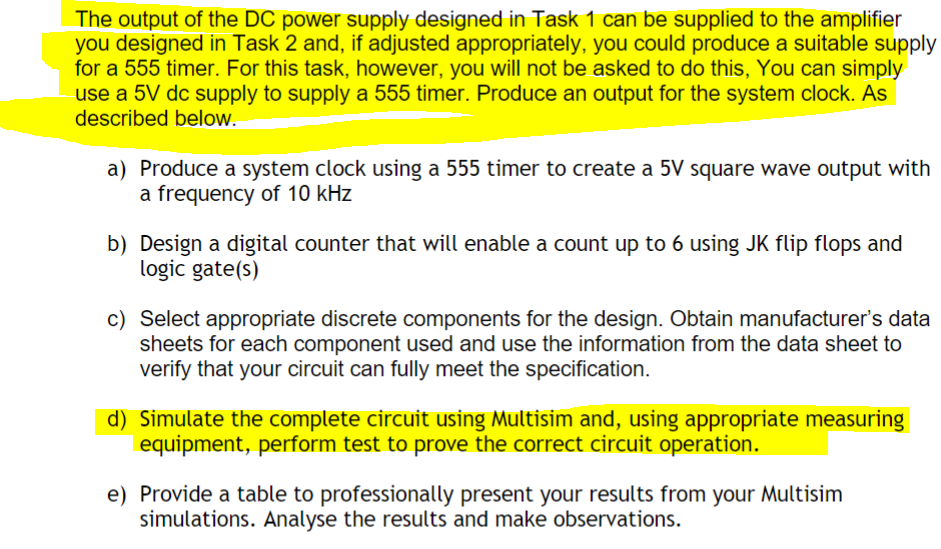 Solved MULTISIM PROGRAMME REQUIRED. Only focus on the | Chegg.com