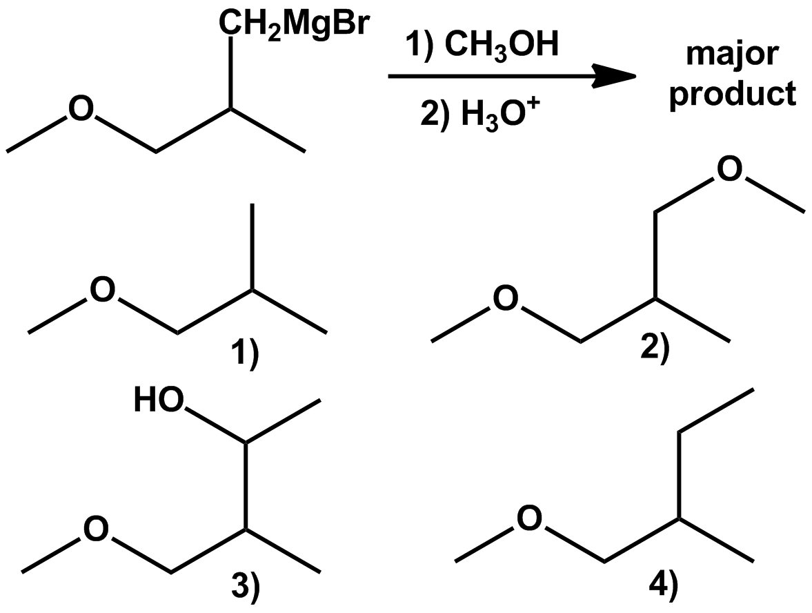Solved CH2MgBr 1) CH2OH major product 2) H30+ 1) HO. | Chegg.com