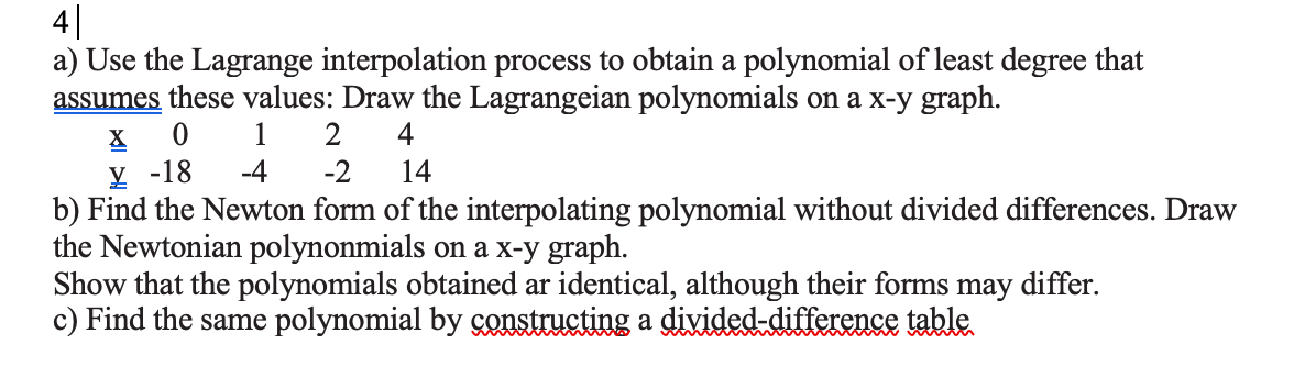 Solved 4|a) ﻿Use the Lagrange interpolation process to | Chegg.com