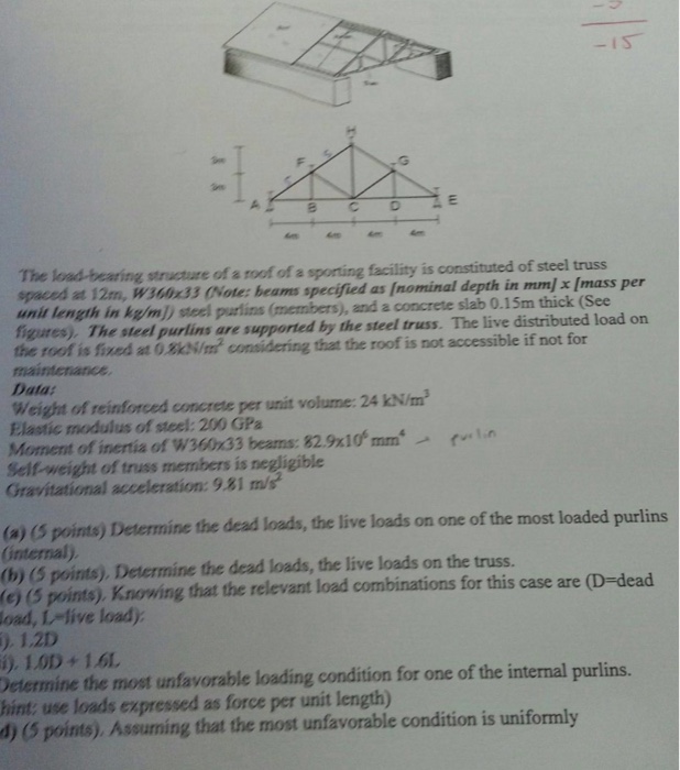 Dee .G dn ec The load-bearing structure of a roof of | Chegg.com