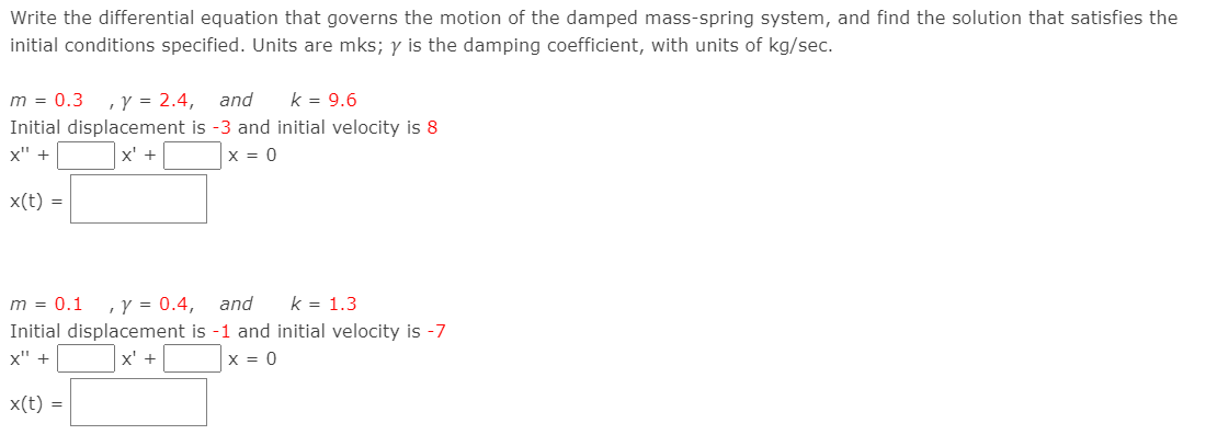 Solved Write the differential equation that governs the | Chegg.com