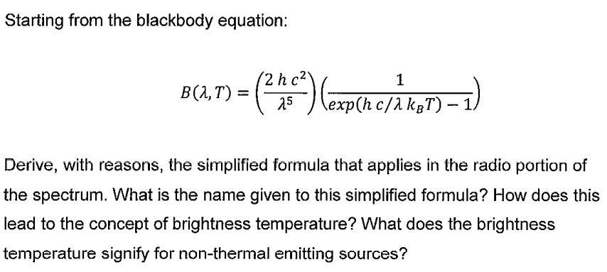 Solved Starting from the blackbody equation: B(1,1)=(246) | Chegg.com