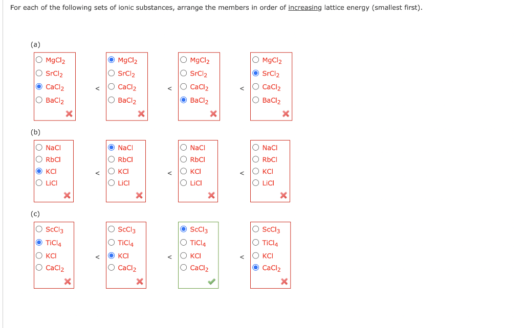 Solved For each of the following sets of ionic substances, | Chegg.com