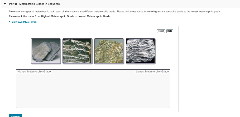 Solved Part B- Metamorphic Grades in Sequence Below are four | Chegg.com