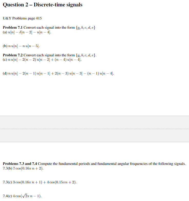 Solved Problem 7.1 Convert each signal into the form | Chegg.com