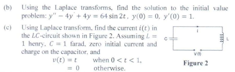 Solved (b) ﻿Using the Laplace transforms, find the solution | Chegg.com