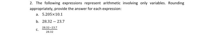Solved 2. The following expressions represent arithmetic | Chegg.com