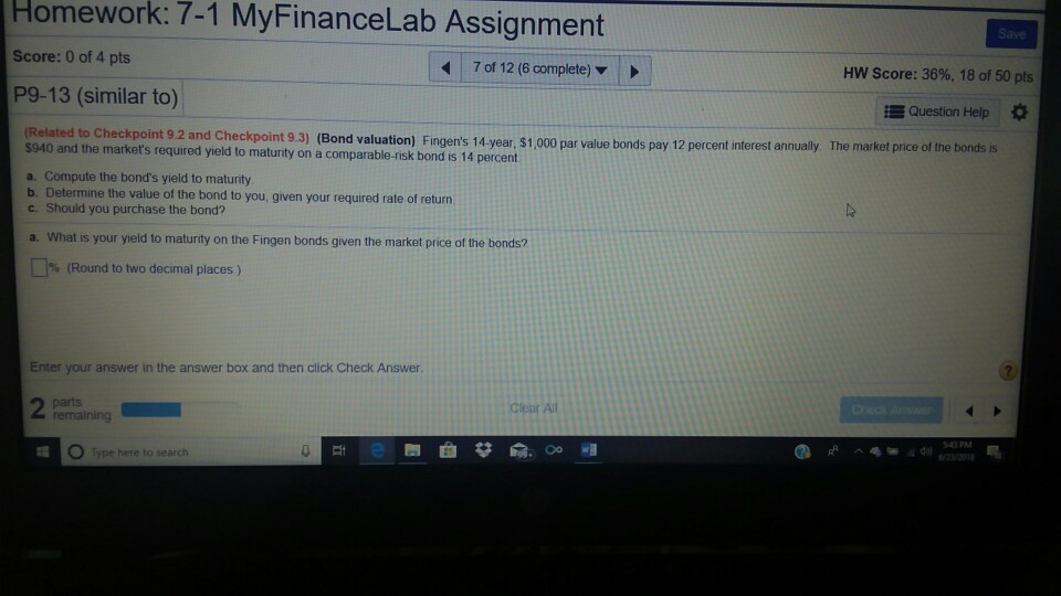 Solved Homework: 7-1 MyFinanceLab Assignment Save Score: 0 | Chegg.com