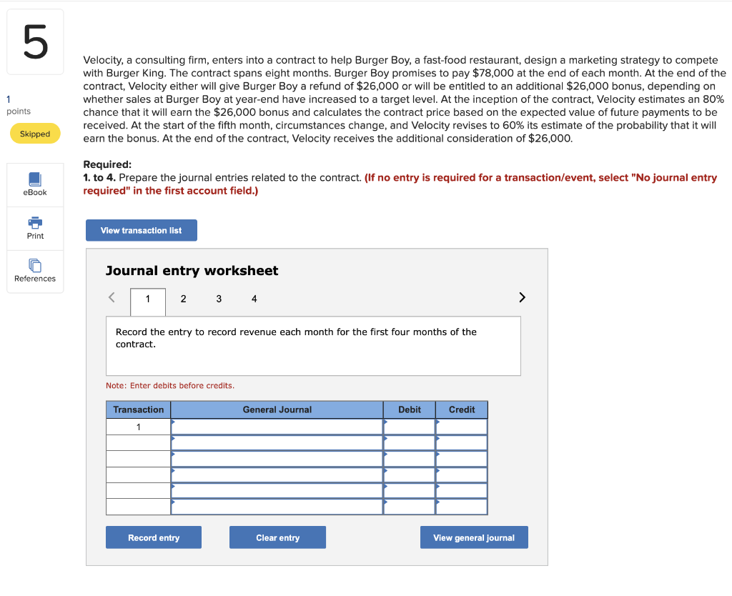 Solved 5 1 points Velocity, a consulting firm, enters into a | Chegg.com