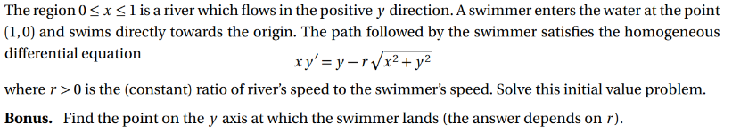 Solved The region 0≤x≤1 ﻿is a river which flows in the | Chegg.com